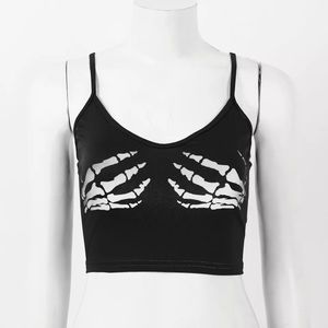 Tops | Sexy Skeleton Hand Cropped Tank Top | Poshmark